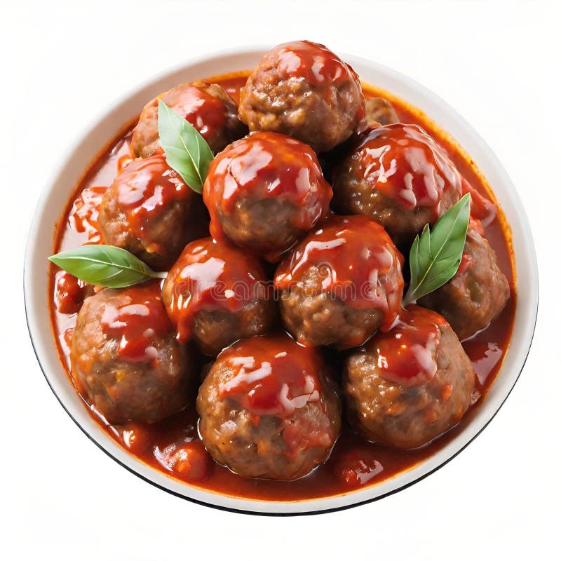 Plate with Tasty Meatballs on White Background Stock Illustration ...