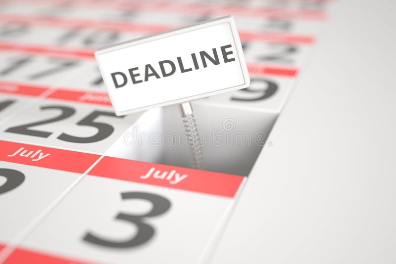 DEADLINE Plate on June 26 in a Calendar, 3d Rendering Stock ...