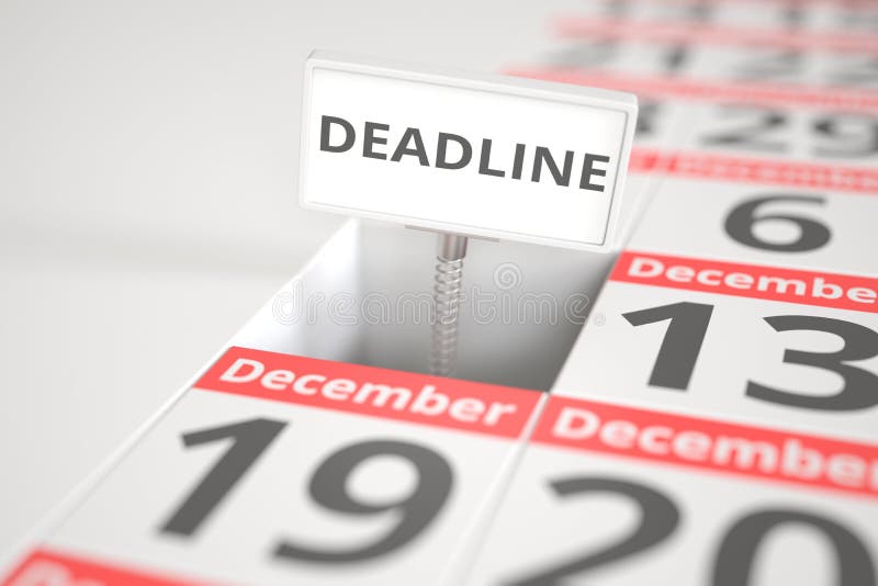 DEADLINE Notice on December 12 in Calendar, 3d Rendering Stock ...