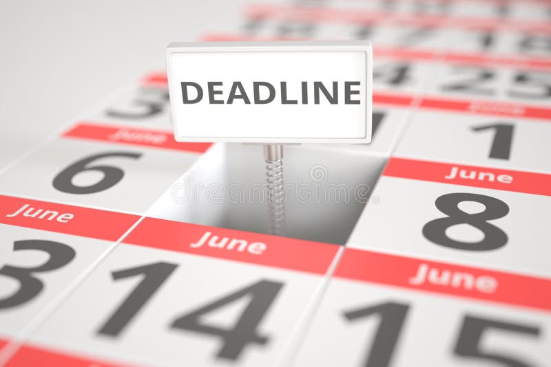 DEADLINE Plate on June 7 in a Calendar, 3d Rendering Stock Illustration ...