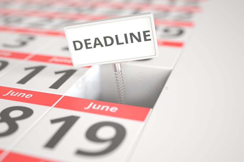 DEADLINE Plate on June 12 in a Calendar, 3d Rendering Stock ...