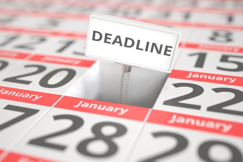 DEADLINE Sign on January 21 in a Calendar, 3d Rendering Stock ...