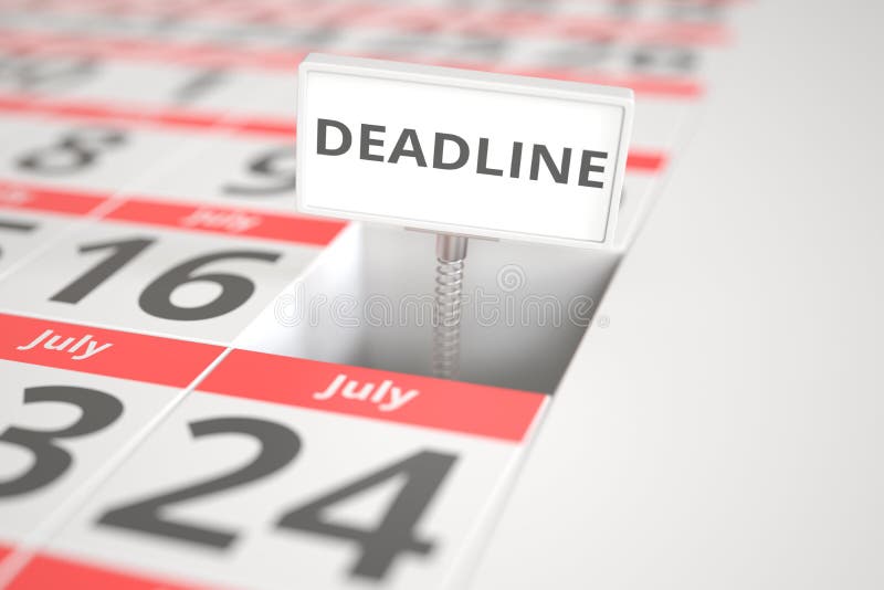 DEADLINE Sign on July 17 in a Calendar, 3d Rendering Stock Illustration ...