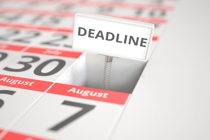 DEADLINE Sign on July 31 in a Calendar, 3d Rendering Stock Illustration ...