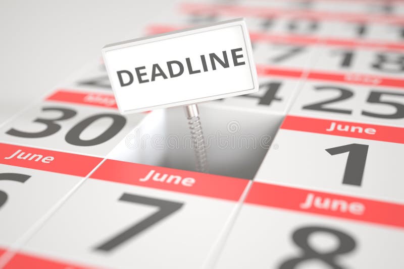 DEADLINE Sign on May 31 in a Calendar, 3d Rendering Stock Illustration ...