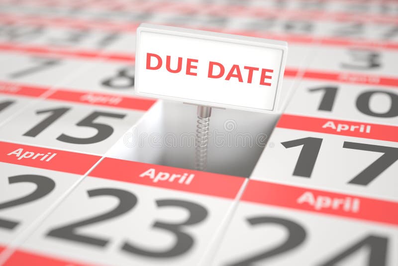 DUE DATE Message on April 16 in a Calendar, 3d Rendering Stock ...
