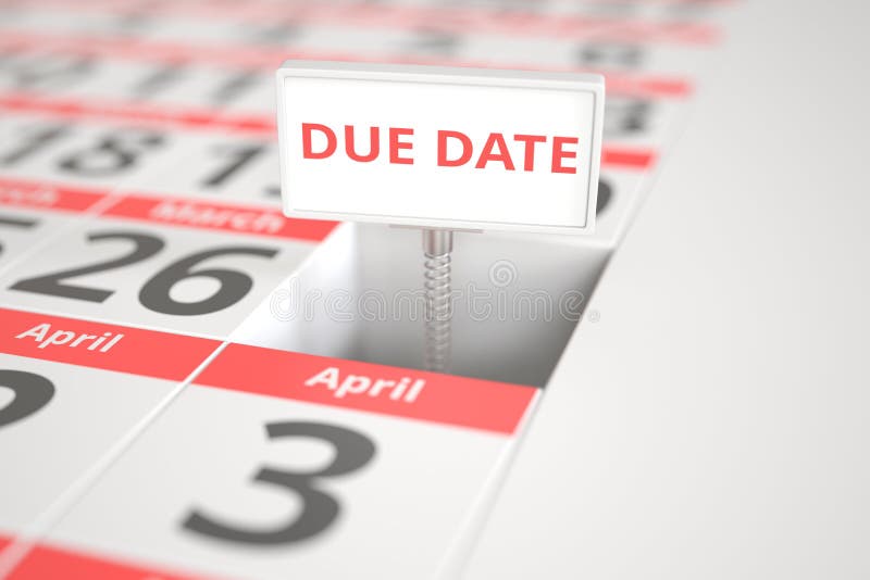 DUE DATE Message on March 27 in a Calendar, 3d Rendering Stock ...