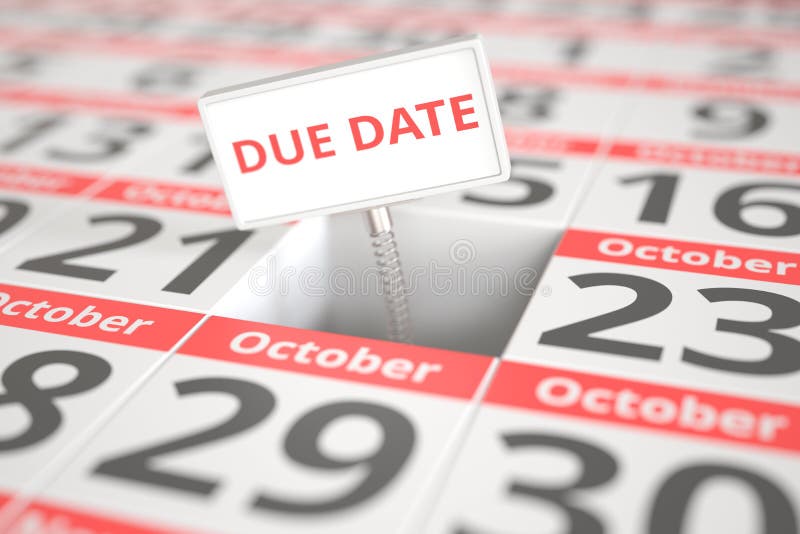 DUE DATE Message on October 22 in a Calendar, 3d Rendering Stock ...