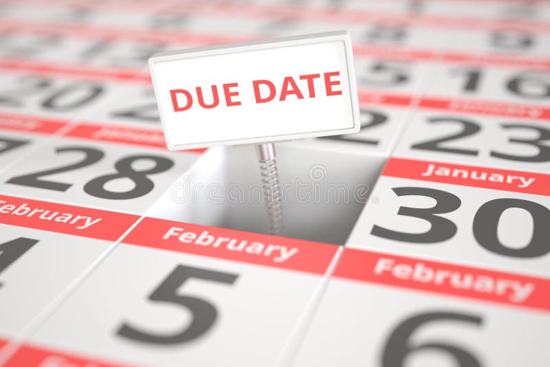 DUE DATE Sign on January 29 in a Calendar, 3d Rendering Stock ...