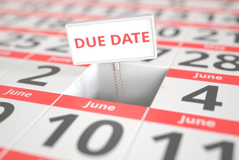 DUE DATE Sign on June 3 in a Calendar, 3d Rendering Stock Illustration ...