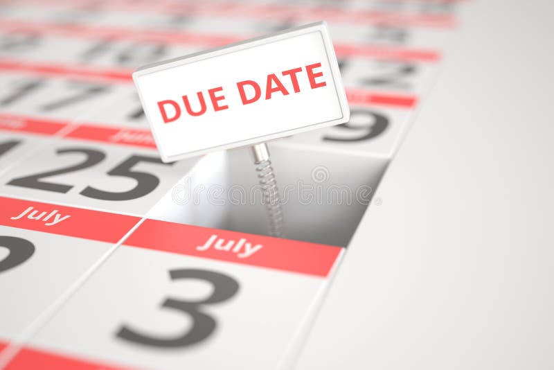 DUE DATE Sign on June 26 in a Calendar, 3d Rendering Stock Illustration ...