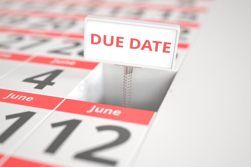 DUE DATE Sign on June 5 in a Calendar, 3d Rendering Stock Illustration ...