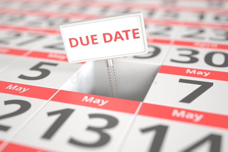 DUE DATE Sign on May 6 in a Calendar, 3d Rendering Stock Illustration ...