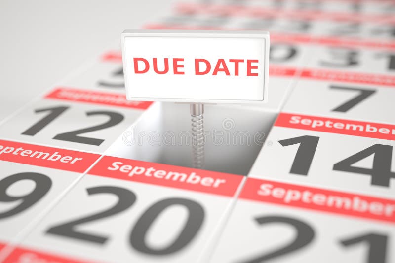 DUE DATE Sign on September 13 in a Calendar, 3d Rendering Stock ...