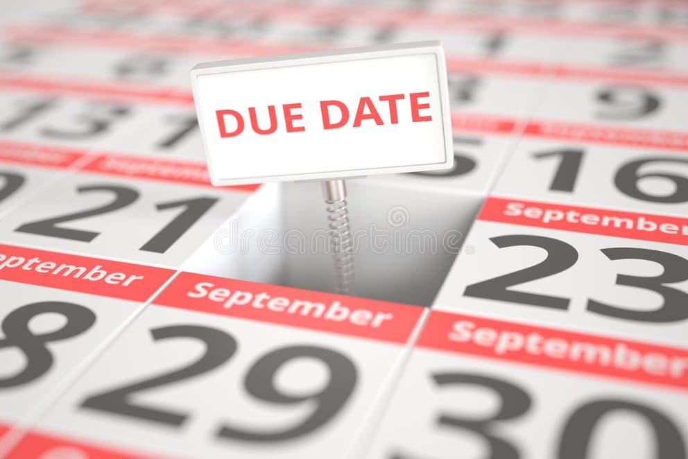 DUE DATE Sign on September 22 in a Calendar, 3d Rendering Stock ...
