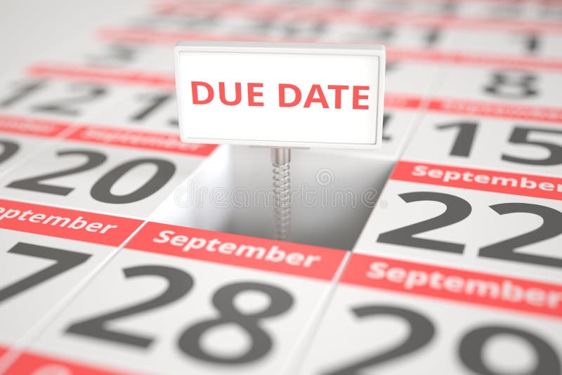 DUE DATE Sign on September 21 in a Calendar, 3d Rendering Stock ...