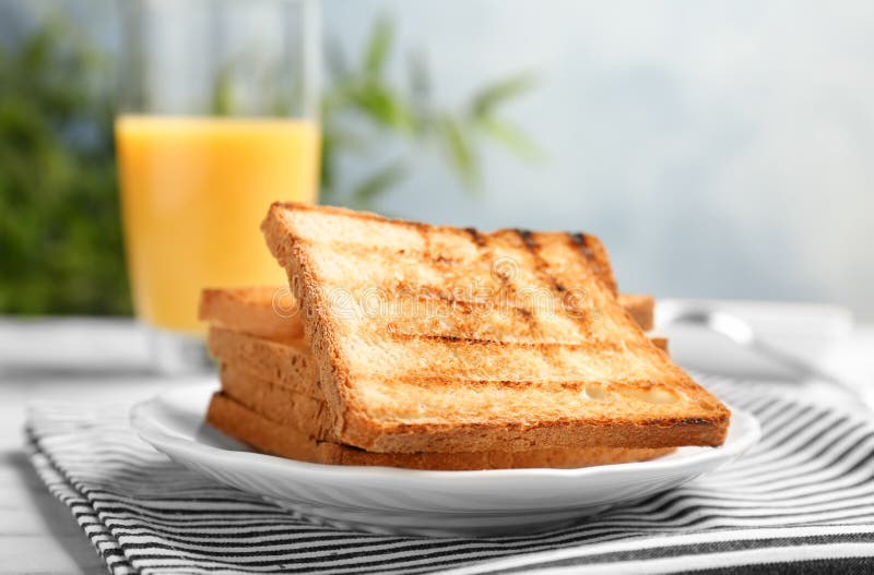 Plate with toasted bread stock image. Image of fresh - 114513453