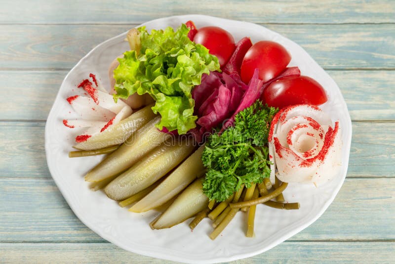 Plate of Traditional Russian Appetizers - Pickles Stock Image - Image ...