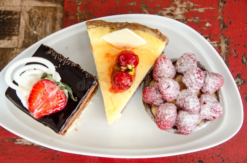 Plate with 3 Types of Cakes Stock Photo - Image of culture, gourmet ...