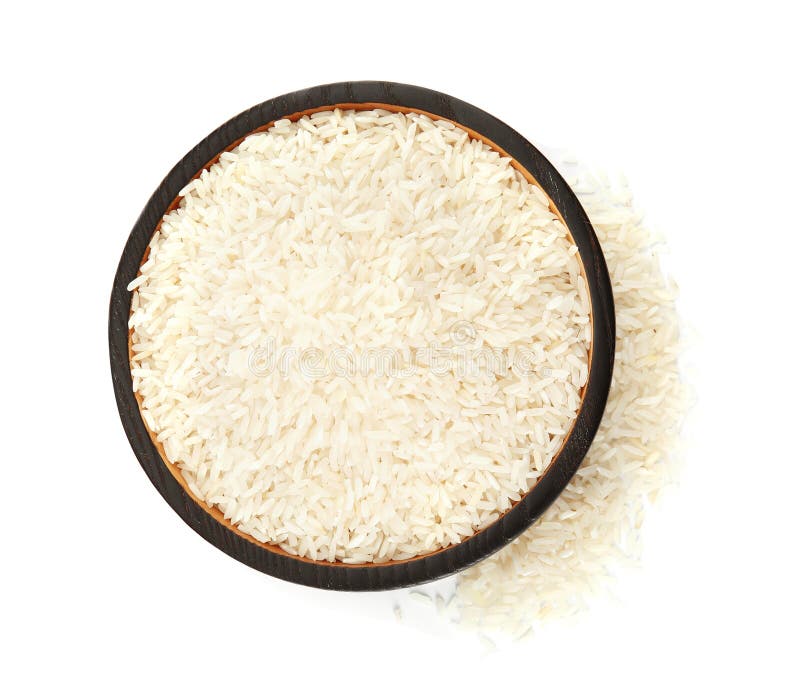 Plate with Uncooked Rice on White Background Stock Image - Image of ...