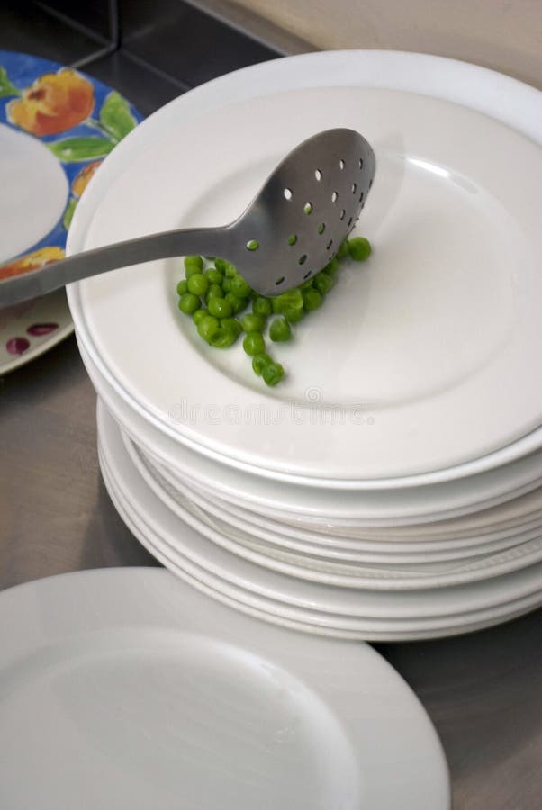 Plate Used in a Large Kitchen Stock Image - Image of dinner, water ...