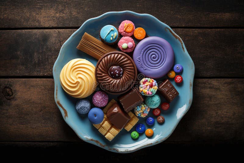 Plate with Sweets, Generative AI Stock Illustration - Illustration of ...