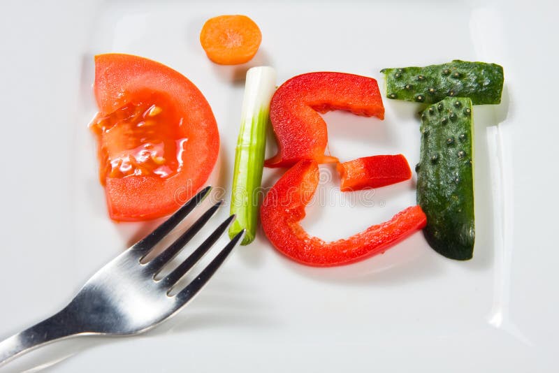 Word Diet Written in Notepad, Glucometer and Fruits with Vegetables ...