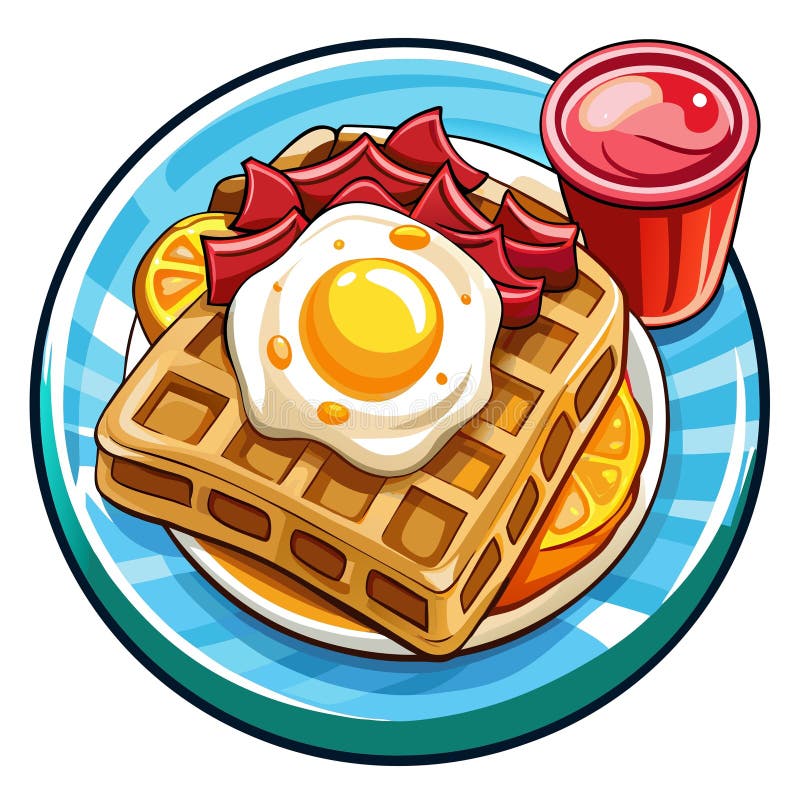 A Plate of Waffles Topped with Crispy Bacon and a Fried Egg on Top ...