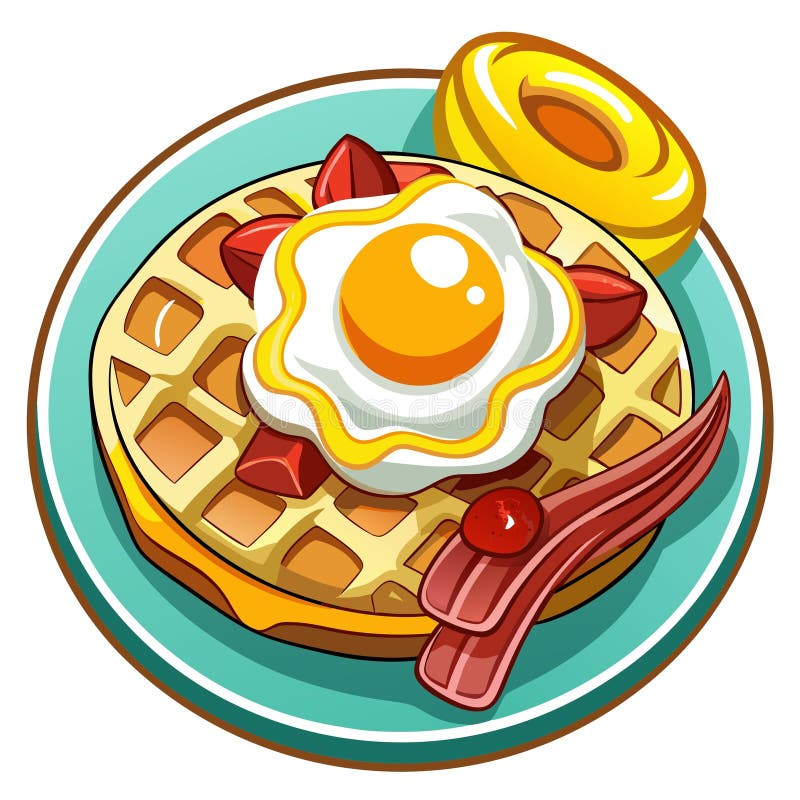 A Plate of Waffles is Topped with Crispy Bacon and a Perfectly Fried ...