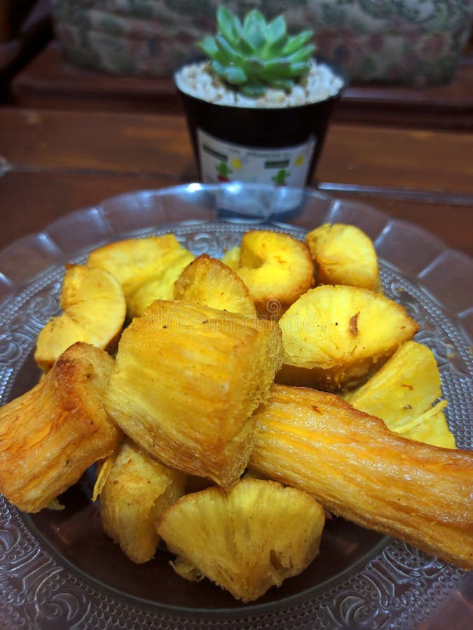 A Plate of Warm Cassava on the Table Ready To Eat Stock Photo - Image ...