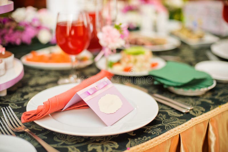 Plate on the Wedding Table with the Guest S Name Stock Image - Image of ...