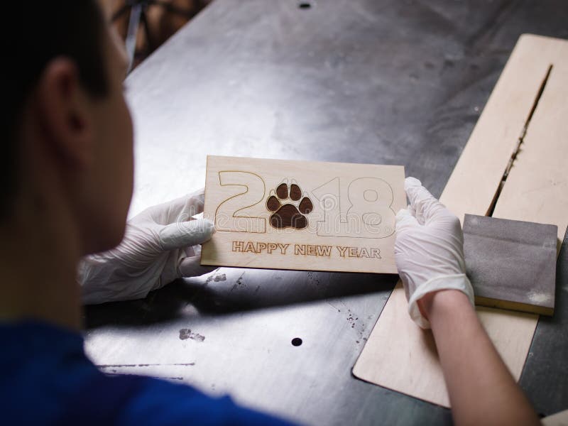 Plate on Which the 2018 Scorches and Inscriptions Stock Photo - Image ...