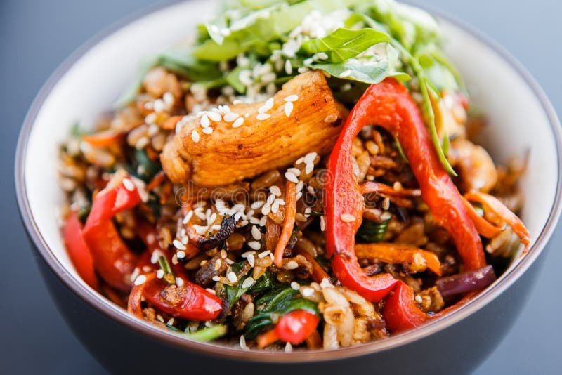 A plate of a wok rice stock photo. Image of healthy - 124257346