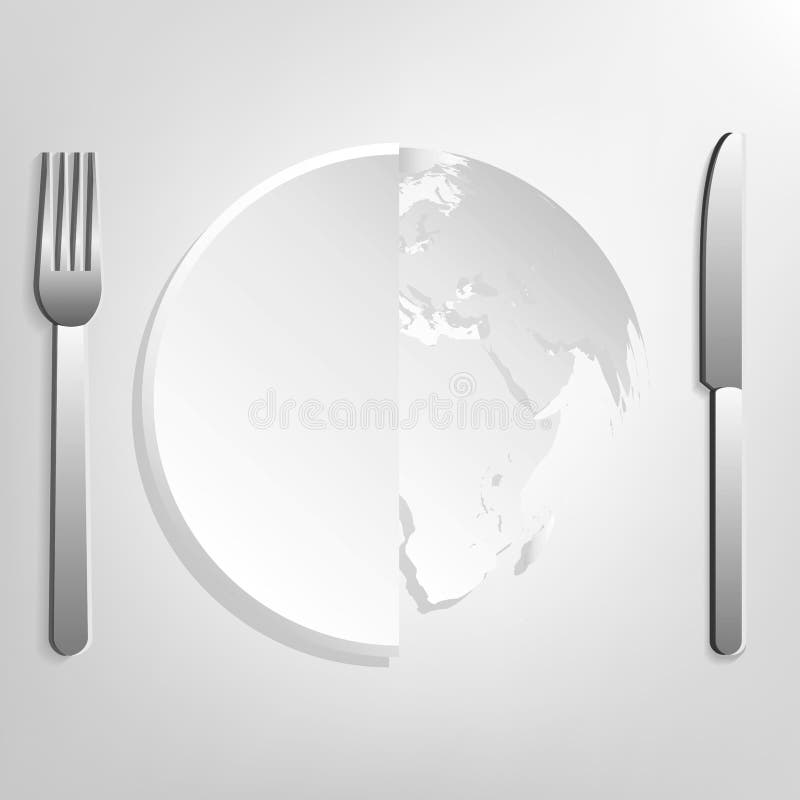 Plate and World Map Joined Together Stock Vector - Illustration of feed ...