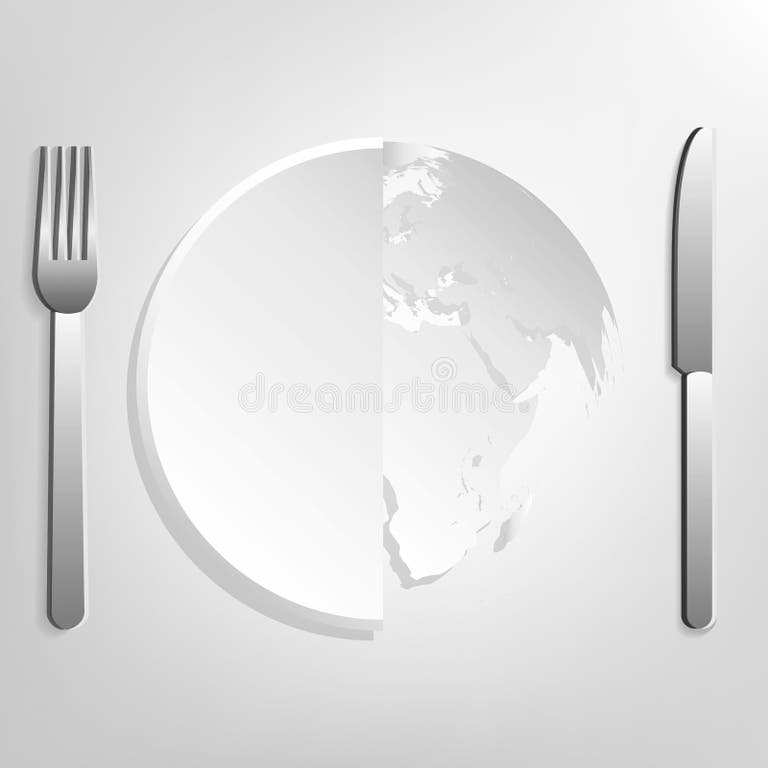 Plate and World Map Joined Together Stock Vector - Illustration of feed ...