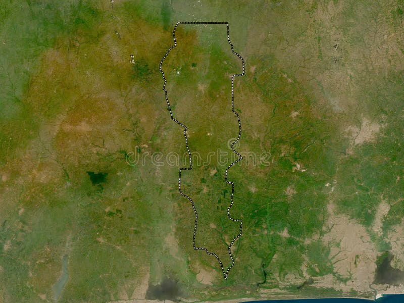 Plateau, Benin. Low-res Satellite. No Legend Stock Image - Image of ...