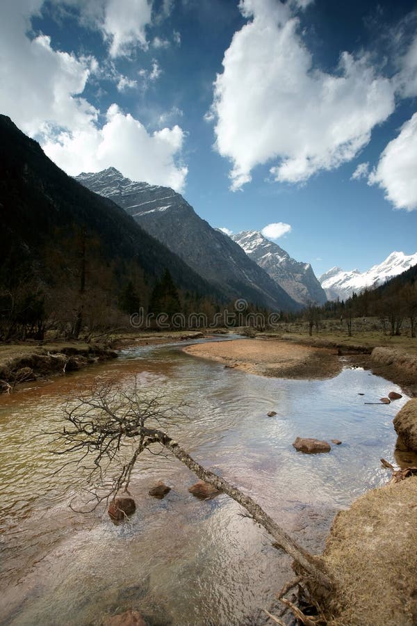 Plateau River with Blue Sky in Sichuan of China Stock Image - Image of ...