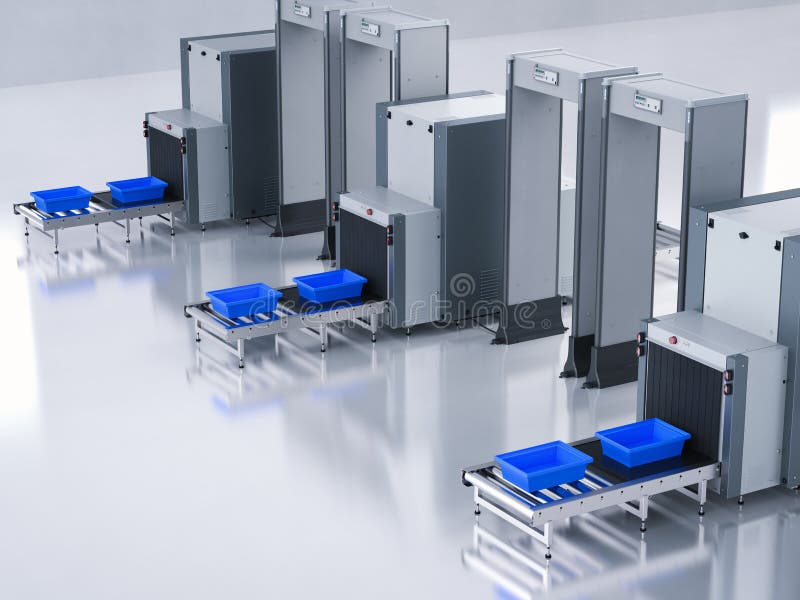 Plateaux Vides Sur La Machine De Scanner Illustration Stock ...