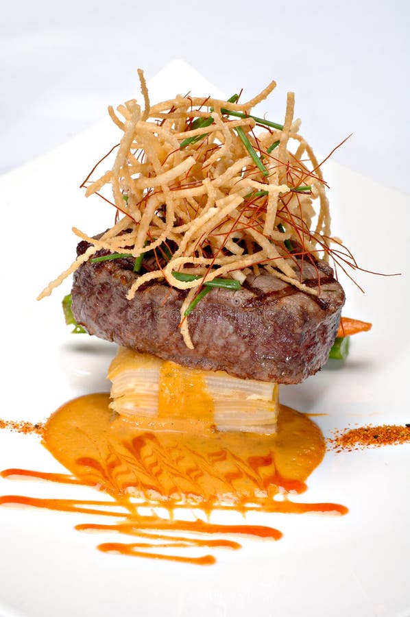 Plated Filet Mignon stock image. Image of gratin, meal - 21225107