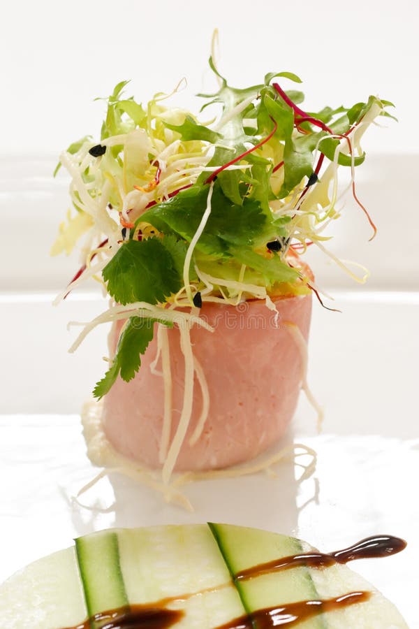 Plated ham roll stock image. Image of food, starter, vertical - 26706857