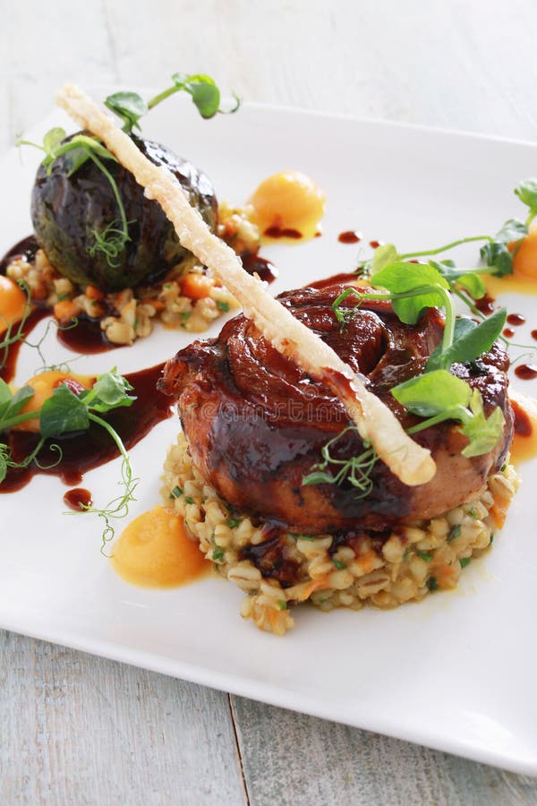 Plated pork main meal stock image. Image of plated, cuisine - 63564099