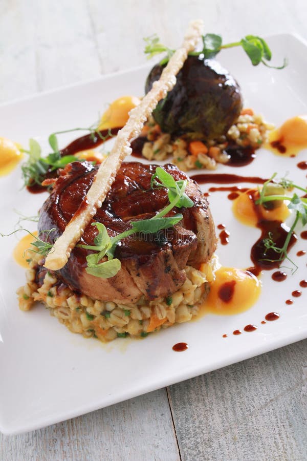 Plated pork main meal stock photo. Image of food, eating - 63563850