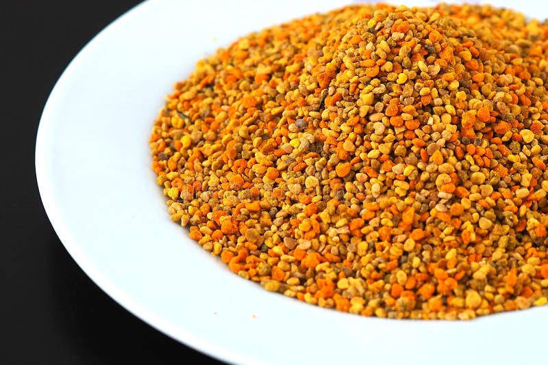 A Plateful of Bee Pollen, Close-up Bee Flower Pollen Grains Stock Photo ...