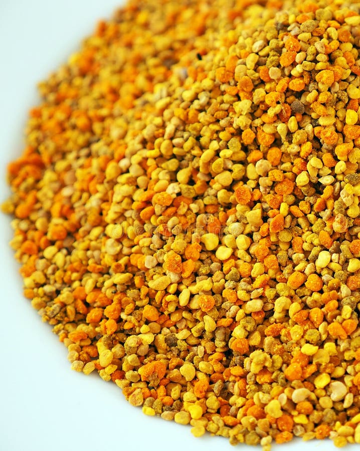 A Plateful of Bee Pollen, Close-up Bee Flower Pollen Grains Stock Photo ...