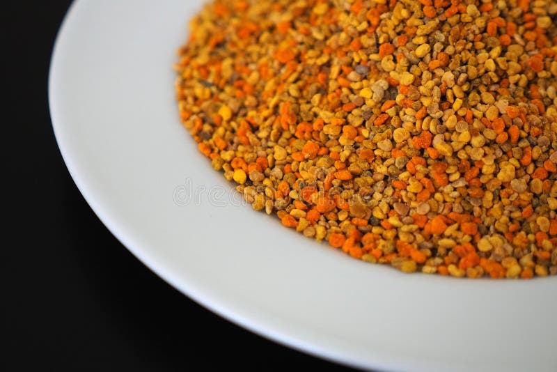 A Plateful of Bee Pollen, Close-up Bee Flower Pollen Grains Stock Image ...