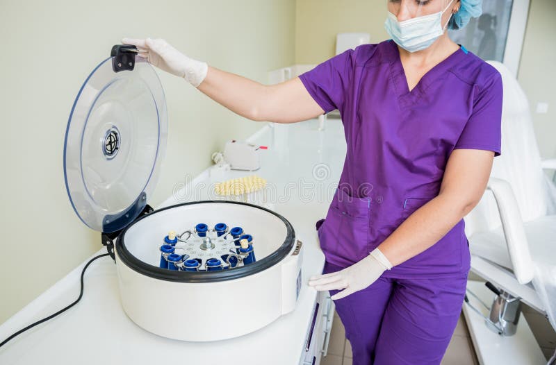 Platelet-Rich Plasma Preparation. Tube with Blood in Hands Stock Photo ...