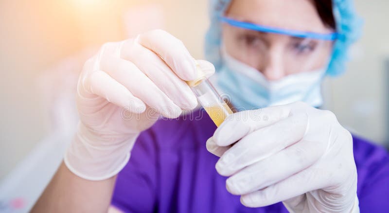 Platelet-Rich Plasma Preparation. Tube with Plasma in Hands Stock Photo ...