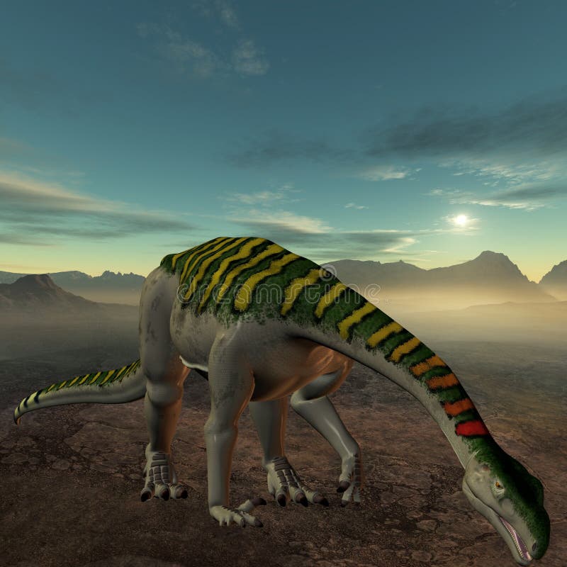 Plateosaurus-3D Dinosaur stock illustration. Illustration of fossil ...