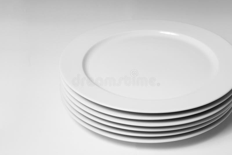 Plates Stacked at Buffet Line Stock Image - Image of stack, saucer ...
