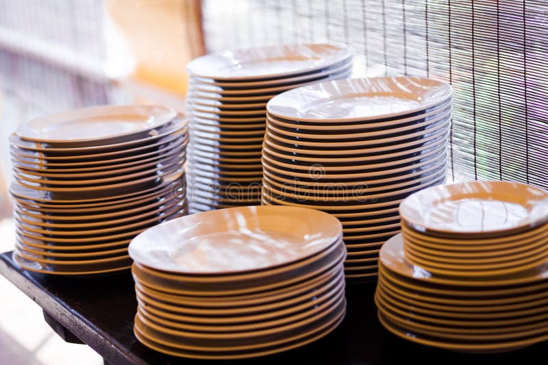 Stack empty plates stock image. Image of clean, dinner - 24860163
